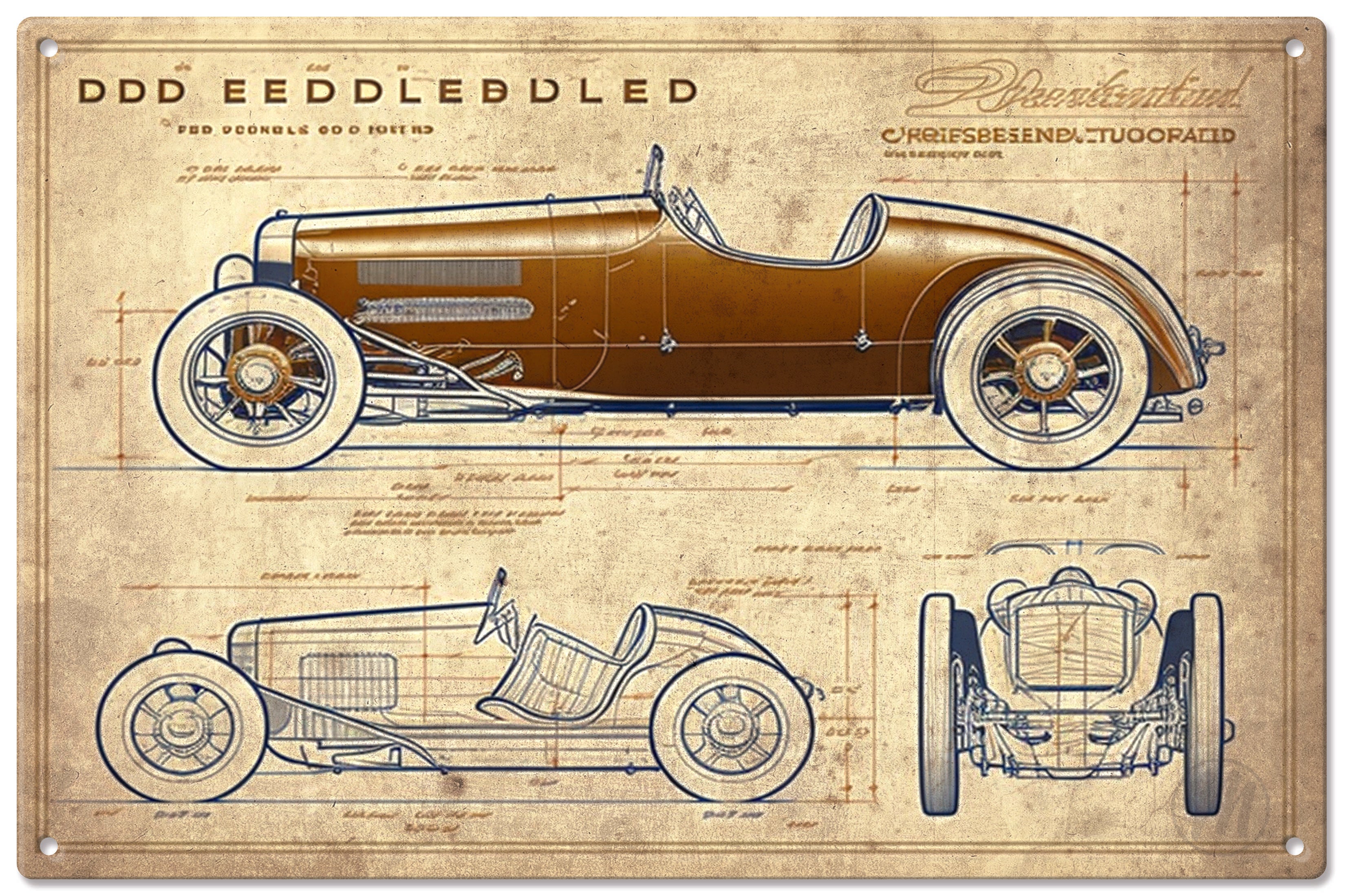 Retro Metal Sign - Speedster Concept Sketch 2 – Messed Up Motors